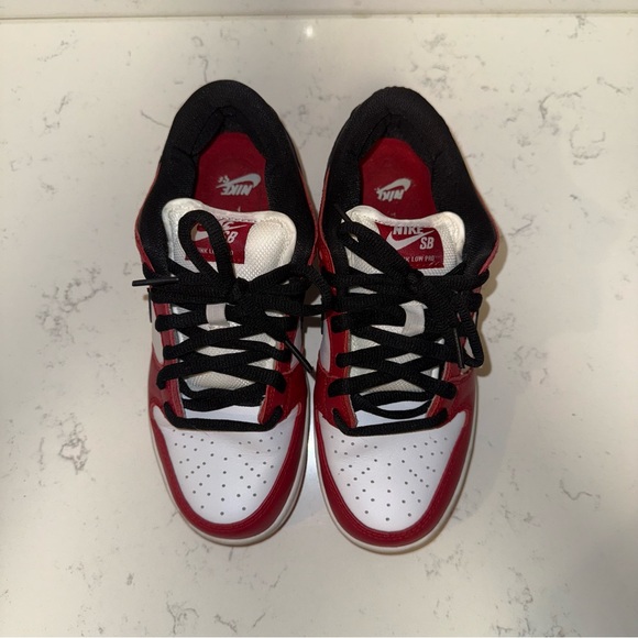 Nike | Shoes | Nike Sb Dunks Red And White Low Sneakers Size Womens 7 ...